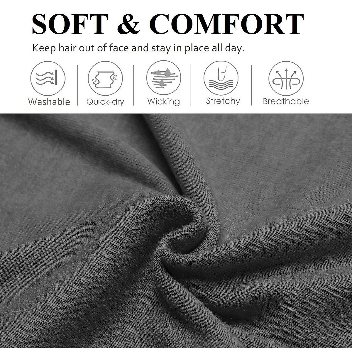 Huachi Women's Headbands Non Slip Fashion Workout Yoga Exercise Headbands for Women's Hair Sweat Wicking Summer Hair Accessories Elastic Hair Bands