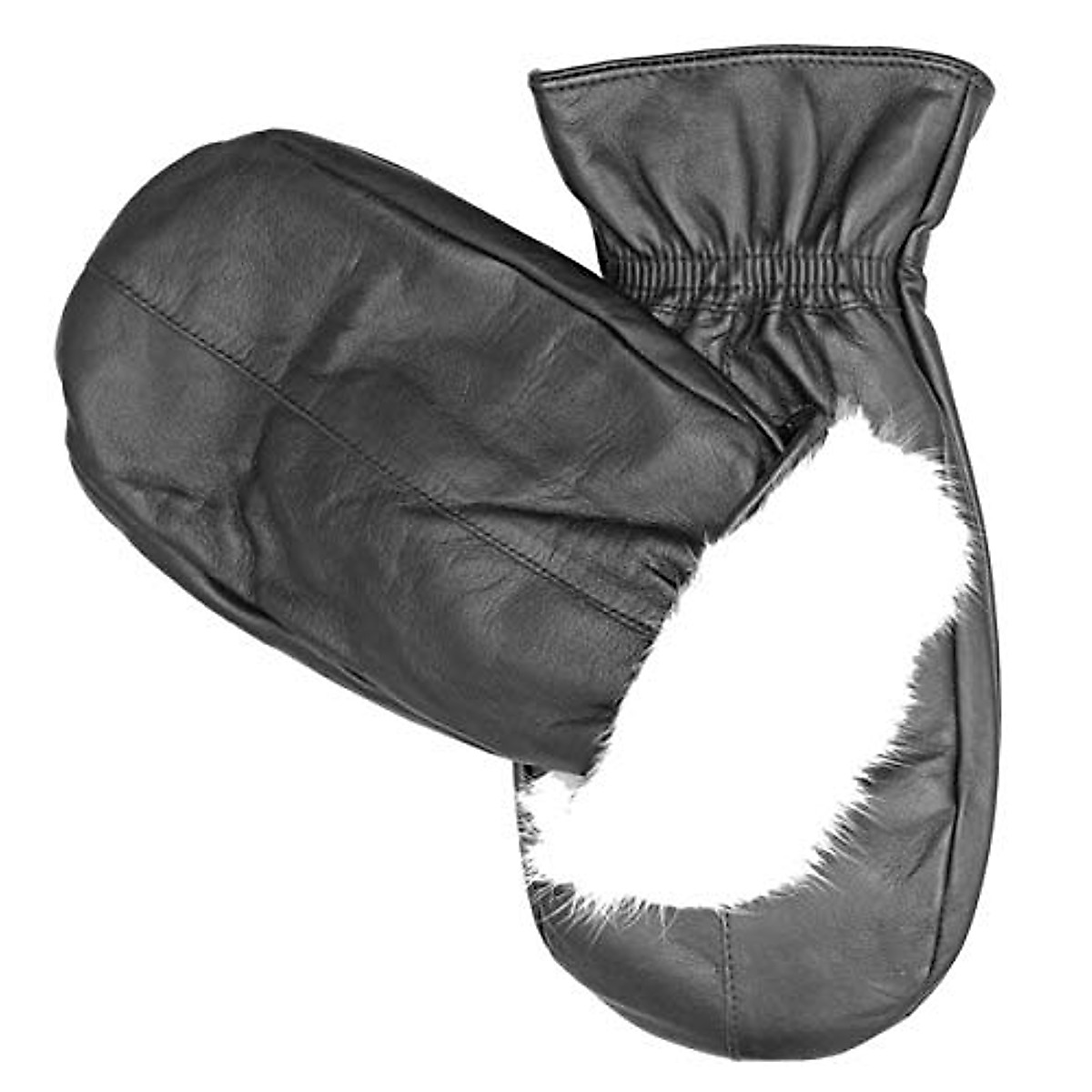 Pratt and Hart Park City Women's Rabbit Fur Lined Mittens Size L Black