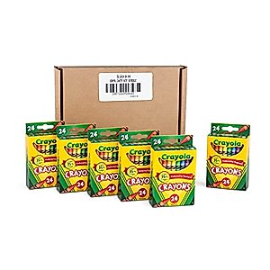 Crayola Crayons, Bulk School Supplies For Kids, 24 Count Crayon Box (Pack Of 6), Assorted Colors