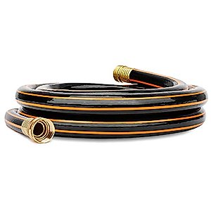 Black-Orange Garden Short Hose 5/8 in. x 6 ft. Hose Reel Lead in Hose, Male/Female Solid Brass Fittings, No Leaking, Short Connector Hose for Water Softener, Dehumidifier, Camp RV, Janitor Sink Hose