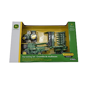 John Deere 1/64 Scale 5 pc Harvesting Set 4555 Tractor, 7720 Combine w/2 Heads, 500 Grain Cart