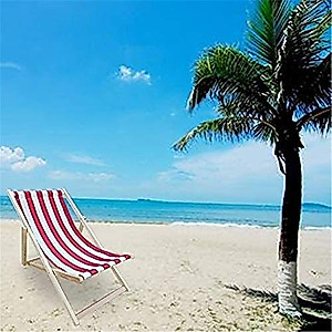 XZGDEN Lightweight Folding Chair Deckchair Lounger Adjustable Beach Deck Hardwood Outdoor Garden Patio (Color : Red+White Stripe)