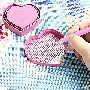 12 Pack Heart Diamond Painting Trays Plastic Bead Sorting Trays Diamond Rhinestone Tray Storage Box for DIY Crafts Purple