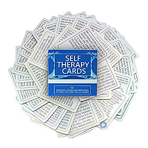 SELF THERAPY CARDS – Relaxing gift! Handy, easy to use anxiety relief cards! 115 Questions in a box, along with suggested actions and meditations. Self reflection cards, mindfulness tool