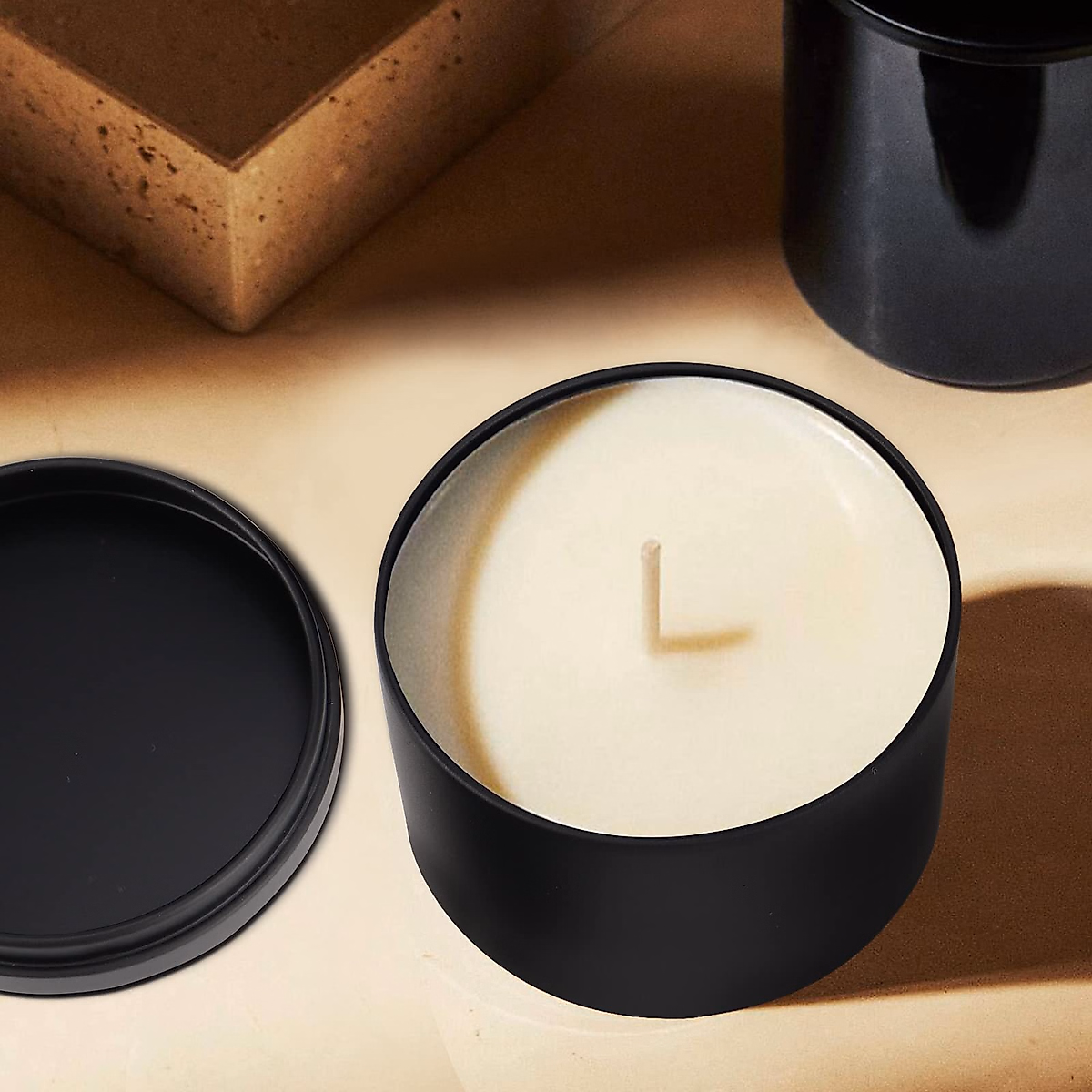 PINGEUI 36 Pack 8 oz Candle Tin Cans, All Black Candle Jars with Slip-On Lids, Metal Round Storage Containers DIY Candle Empty Tins for Candle Making, Arts and Crafts