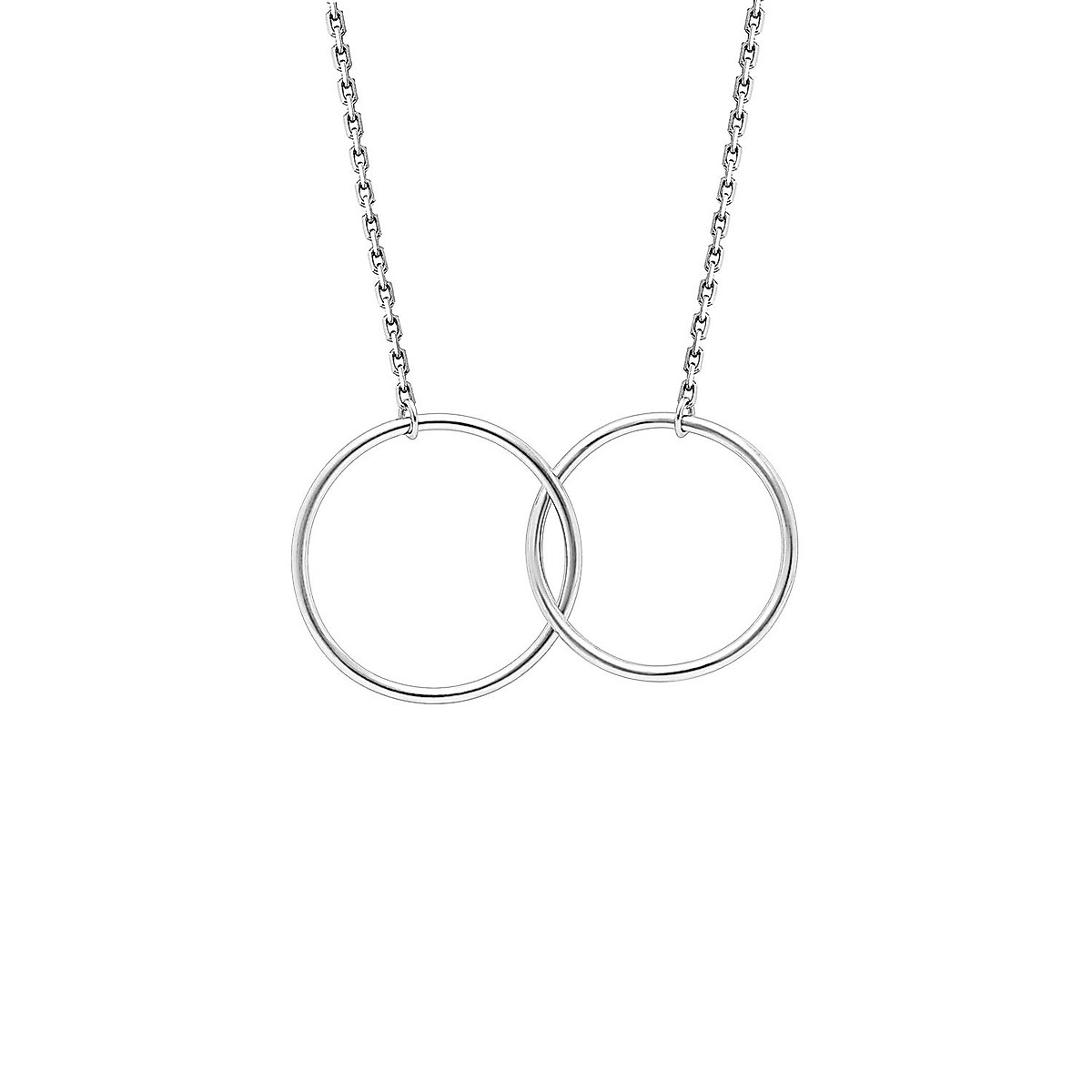 Linked Circles Necklace For Women With Happy 21st Birthday Greeting Card by Ginger Lyne | Sterling Silver Pendant and Chain with Message Card In Logo Black Box | Gifts for Birthday