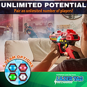 USA Toyz Rechargeable Laser Tag Game - 4pk Laser Tag Set with Guns and Vests, 4 Laser Tag Guns, 4 Lazer Tag Vests with FX, LEDs Outdoor Multiplayer Toy Shooting Games Laser Tag for Kids, Teens, Adults