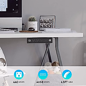 Under Desk Power Strip 4 AC 4 USB-A & 5 AC 4 USB-A