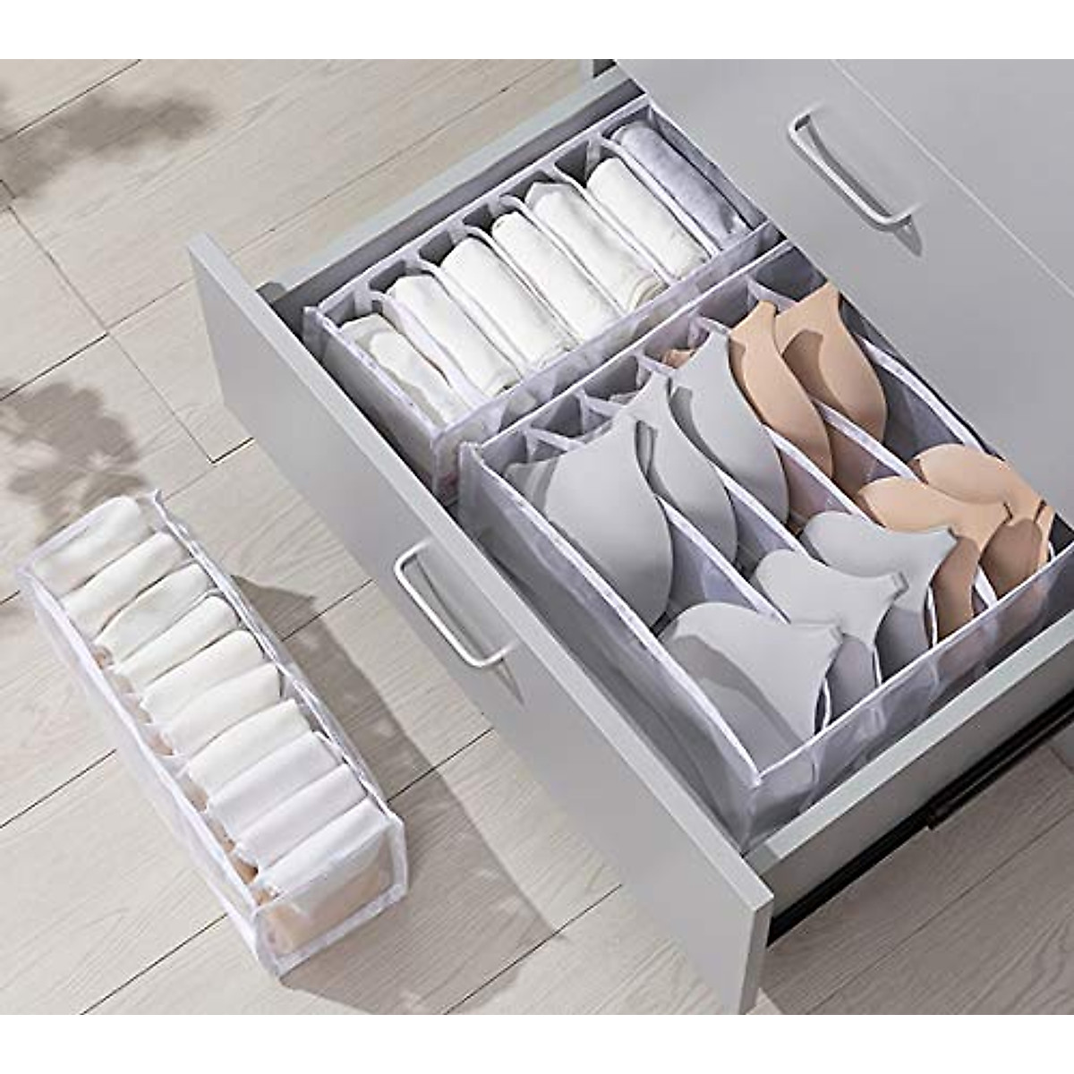GUAGLL 3 Pack Foldable Underwear Drawer Organizer, Underwear Storage Divider Boxes For Bras, Socks, Underwear, Ties