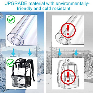 ZLYERT Clear Backpack, Heavy Duty Transparent Bookbag, Large See Through PVC Backpacks for Women and Men - Black