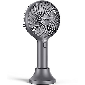 HonHey Handheld Fan Portable, Mini Hand Held Fan with USB Rechargeable Battery, 4 Speed Personal Desk Table Fan with Base, 3-10 Hours Operated Small Makeup Eyelash Fan for Women Girls Kids Outdoor