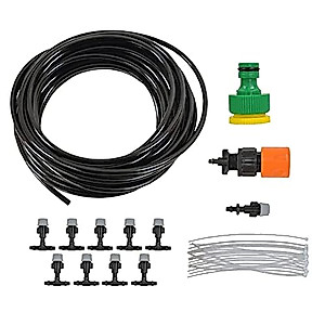 Drip Irrigation System Kit with 16ft Dripping Hose, 1/2, 3/4,1 inch Faucet Connections, 9 Sprinkler Heads, Japard Automatic Watering System for Small Garden, Plant