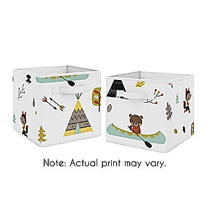 Sweet Jojo Designs Outdoor Adventure Foldable Fabric Storage Cube Bins Boxes Organizer Toys Kids Baby Childrens for Collection Set of 2