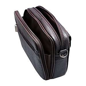 Vidlea Mens Handbag Genuine Leather Crossbody Shoulder Messenger Bag Organizer Checkbook Wallet Purse (Card Brown)