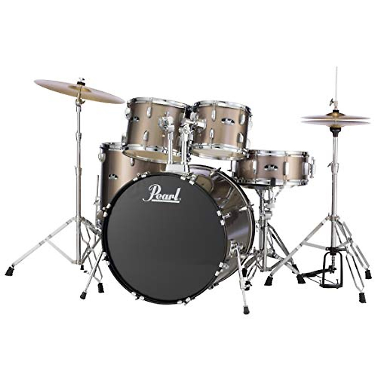 Pearl Roadshow Drum Set 5-Piece Complete Kit with Cymbals and Stands, Bronze Metallic (RS505C/C707)