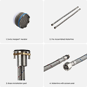 KIBI Circular Single Handle Bathroom Vanity Sink Faucet with Pop Up Drain | Solid Brass Lavatory Faucet with Water Supply Hose | Durable and Corrosion-Resistant | Brushed Nickel, KBF1008