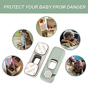 Child Safety Lock (5 Pieces) Baby Safety Cabinet Lock-Suitable for Refrigerators, Cabinets, Drawers, Dishwashers, Baby Protective Kitchen Cabinet Locks with Strong Tape-Deesse (Grey)