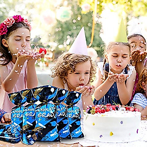 100 Pieces Graduation Cellophane Treat Bags, Congrats Graduates Candy Present Bags Plastic Clear Goodie Wrapping Bags with 100 Silver Twist Ties for Graduation Day (Blue)