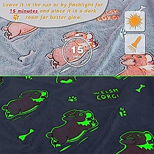Cute Corgi Blanket Corgi Gifts for Corgi Lovers Glow in The Dark Blanket Flannel Plush Kids Blanket Corgi Stuff Decor Home Soft Flannel Blanket for Couch Sofa Christmas Birthday Gifts