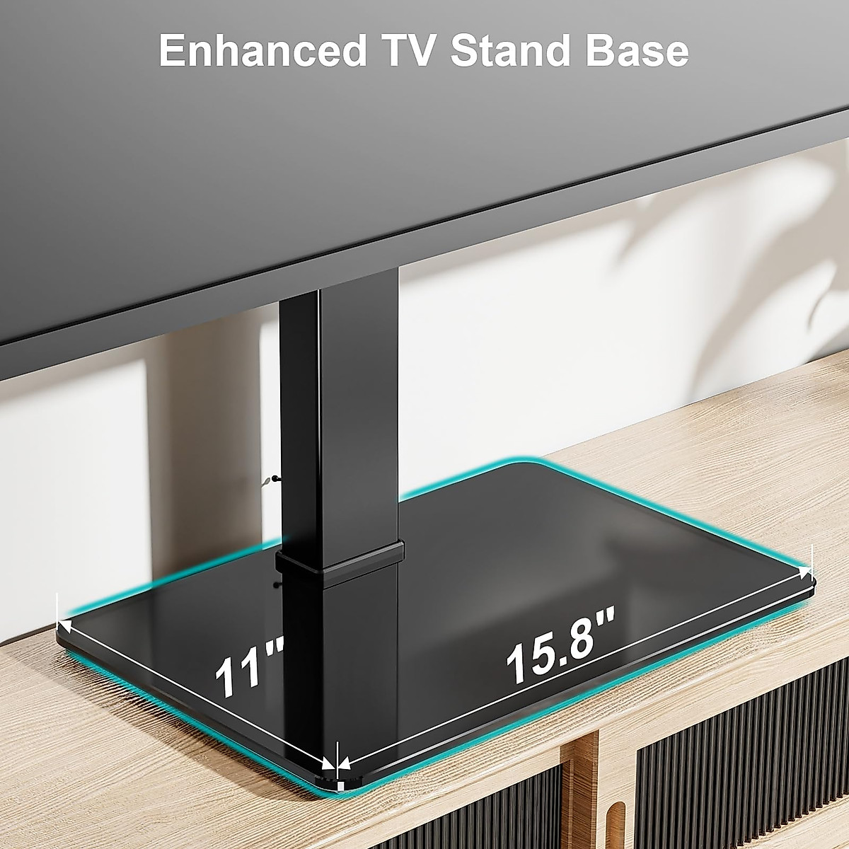 Universal TV Stand, Swivel TV Stand Base Fits Most 37 to 70 Inch LCD LED Screens, 9 Levels Height Adjustable Table Top TV Stand with Tempered Glass Base, Holds up to 88lbs, Max VESA 600x400mm