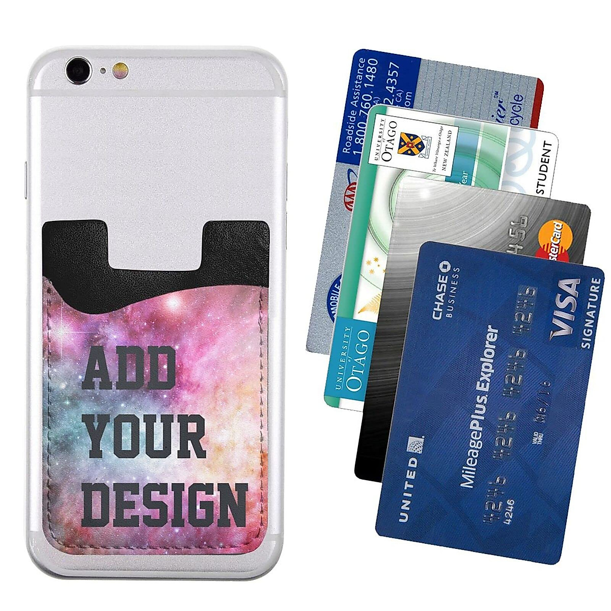 Khyijlo Custom Phone Card Pocket Holder Phone Card Stick Pu Leather Cell Phone Card Pocket, Id Credit Card Wallet Phone Case Pouch For Back Of Phone Compatible With Most Smartphones
