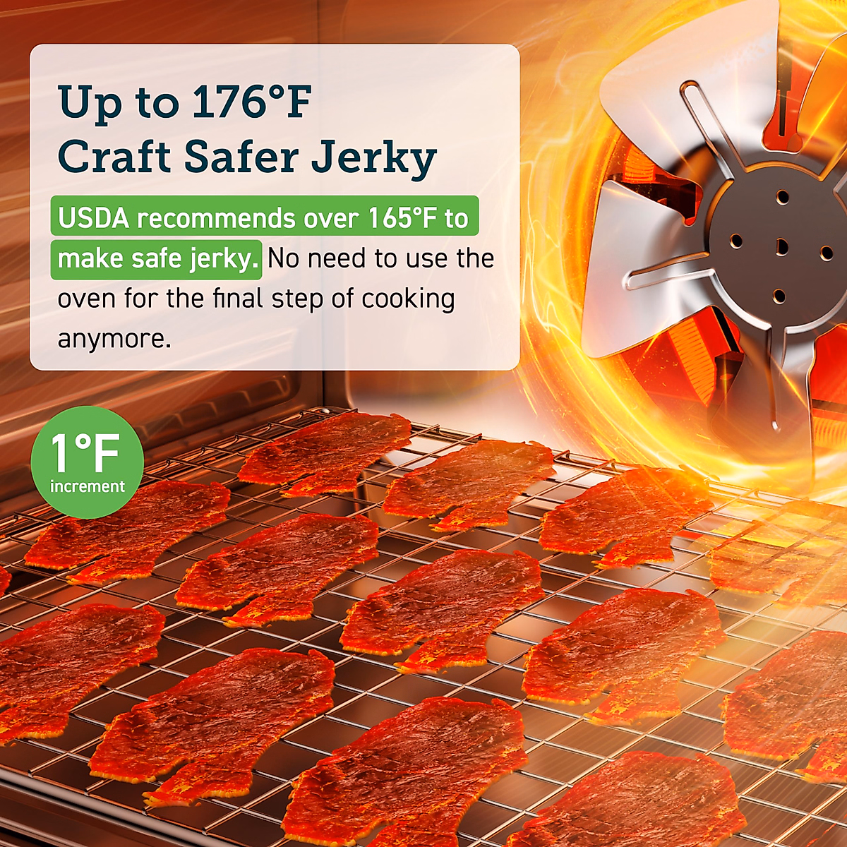 COSORI Food Dehydrator for Jerky, 176°F Temperature Control, 5 Stainless Steel Trays Dryer Machine, 4 Presets, 48H Timer, for Dog Treats, Meat, Fruit, Veggies, Snacks, Recipe Book Included