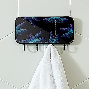 Dragonfly Insect Navy Blue Personalized Adhesive Hooks Towel Hooks Wall Hooks for Kitchen Bathroom