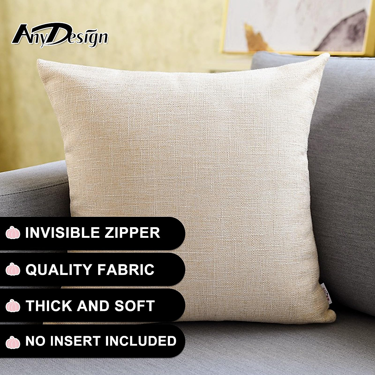 AnyDesign Fall Pillow Covers Gold Foil Pumpkin Throw Pillow Case Black Pink Autumn Decorative Cushion Cover for Harvest Farmhouse Thanksgiving Home Office Room Couch Sofa Decor, 18 x 18 Inch, 4Pcs