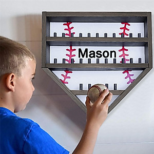 A2MYL Personalized Name Baseball Display Case Softball Storage Stand Baseball Holders for Dad's Collection Memorabilia Baseball Rings (Baseball Display Case - Black)