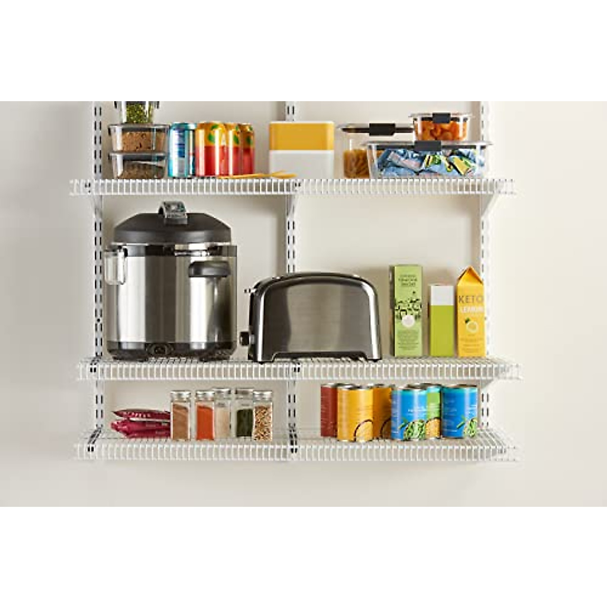 Rubbermaid Pantry 36" Closet Storage Organization System Kit, 4 Shelf System for Pantry Storage, White