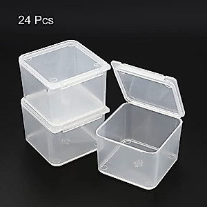 PATIKIL Clear Storage Container with Hinged Lid 40x28mm, 12 Pack Plastic Square Box for Beads Art Craft