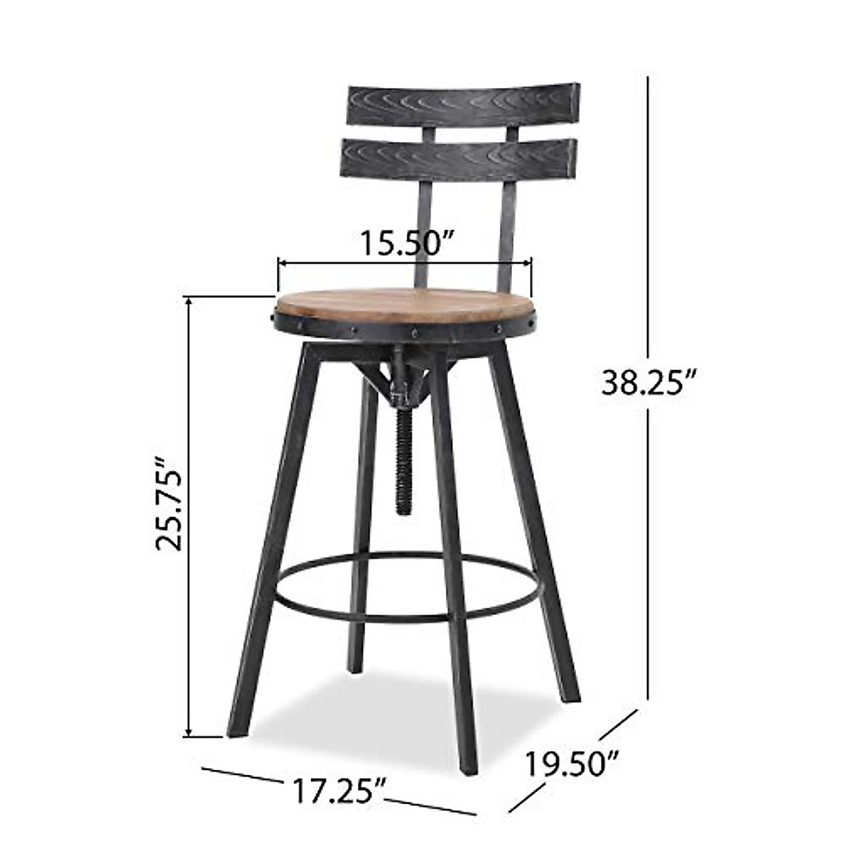 Christopher Knight Home Alanis Barstool Sets, Antique + Black Brush Silver