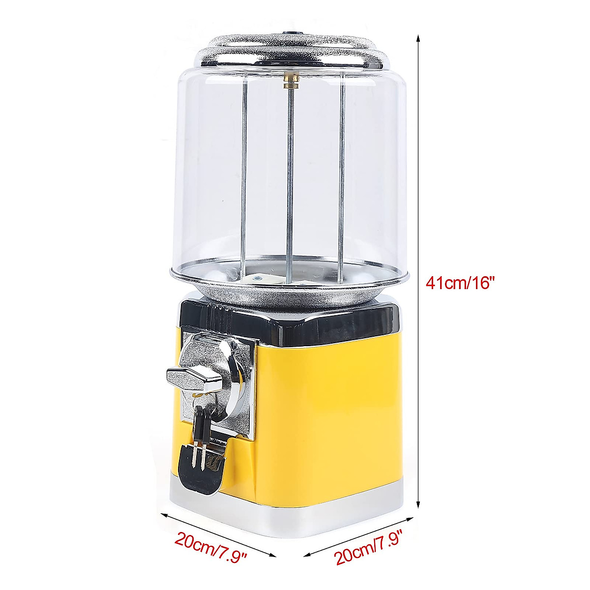 Candy Gumball Vending Machine, Commercial Candy Dispenser Machine, Automatic Candy Gumball Machine Bubble Gum Machine for Gaming Stores (Yellow)