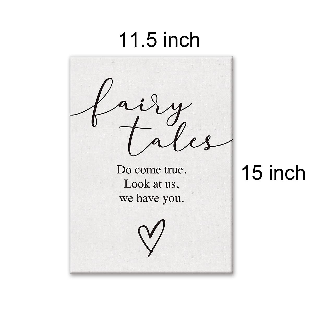 OEWD Nursery Fairy Tales Do Come True Canvas Wall Art Poster Print, Baby Girl Painting Ready to Hang Newborn Baby Kids Nursery Room Playroom Decor Gift (11.5" x 15")