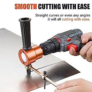 Dicfeos Double Head Sheet Metal Cutter, Versatile Nibbler Drill Attachment for Straight Curve and Circle Cutting, Maximum 14 Gauge Steel, Perfect for Home DIY and Car Repair