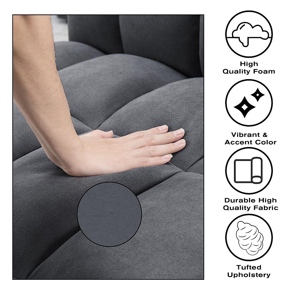 JUMMICO 3-in-1 Convertible Futon Sofa Bed Modern Linen Sleeper Loveseat with Pillow Folding Adjustable Backrest Couch Daybed for Living Room, Apartment