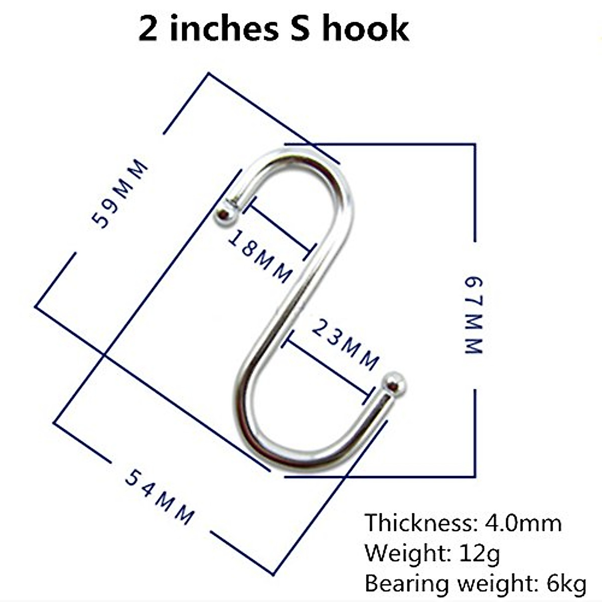 S Hooks 2 Inch S Shaped Utility Hooks, Topick 30 Pack Hanging Hooks Stainless Steel Metal Hanger Heavy Duty Hooks, Storage Holders for Kitchen, Work Shop, Bathroom, Plants, Office, Garden (2in Bold)