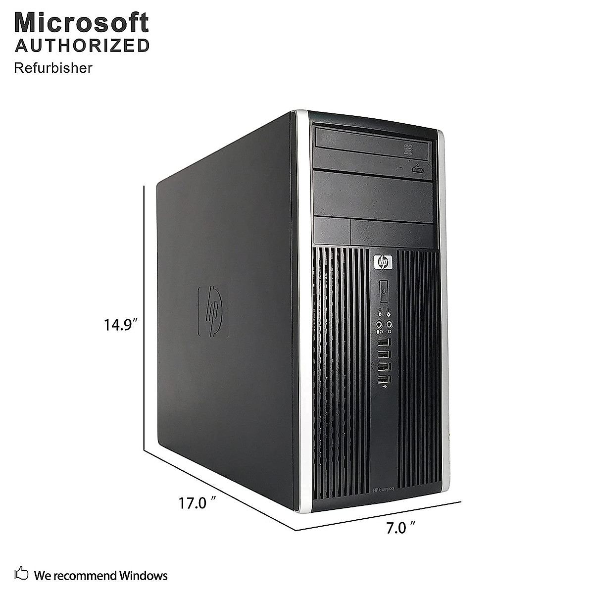 HP Compaq Pro 6200 Tower Desktop PC, Intel Core i3-2100 3.1GHz, 8G DDR3, 1T, WiFi, Bluetooth 4.0, DVD, Windows 10 64-Multi-Language Support English/Spanish/French (Renewed)