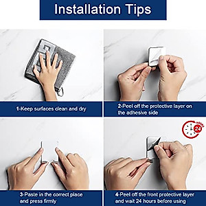 NearMoon Adhesive Razor Hooks- Premium Stainless Steel Shower Shaver Holder Wall Hooks Waterproof Heavy Duty Robe Towel Hangers Stick on Wall for Bathroom Kitchen, 5 Pack (Brushed Nickel)