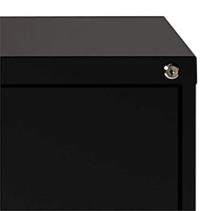 BOWERY HILL 2 Drawers 27.75" Lateral Black Metal Filing Cabinet Lockable Pre-Assembled Stationary Legal/Letter Size for Home, Office