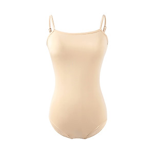 Women Seamless Nude Camisole Leotard with Adjustable Straps, Undergarments for Ballet Dance