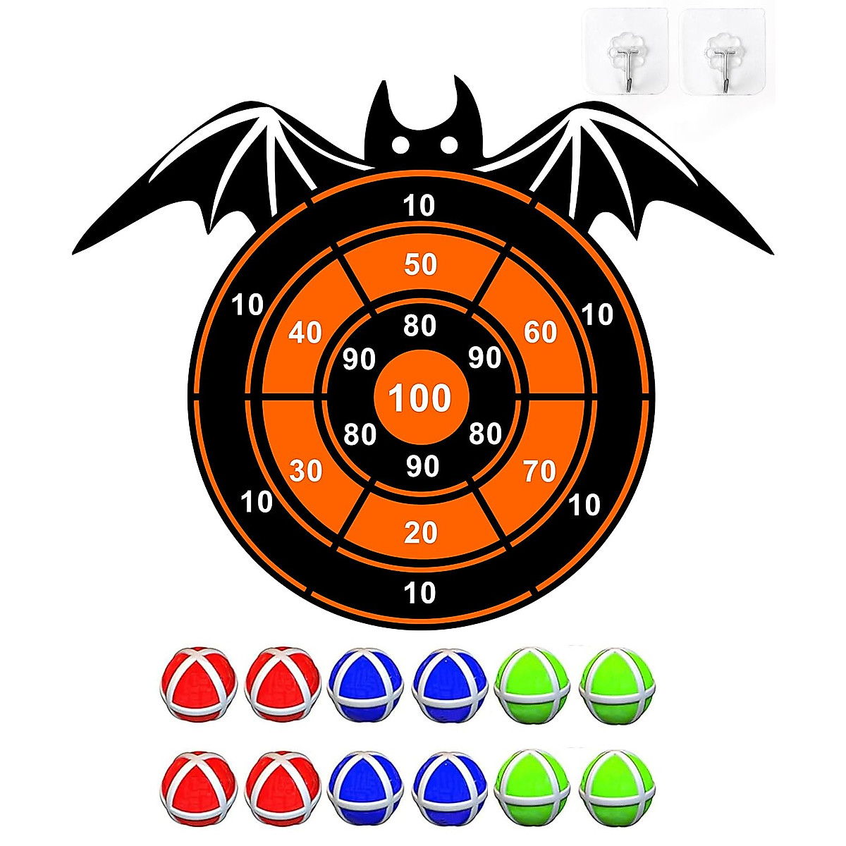 Halloween Party Games Toys for Kids, Large 26" Halloween Bat Dart Board Game Decorations Centerpieces Party Supplies with 12 Sticky Balls for Halloween