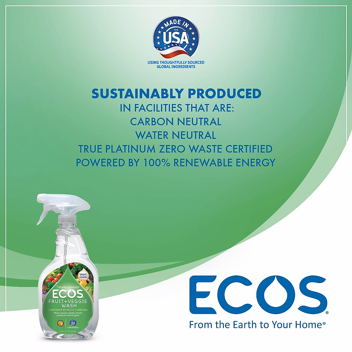ECOS® Non-Toxic Fruit + Veggie Wash: 22oz Spray Bottle by Earth Friendly Products (Pack of 2)