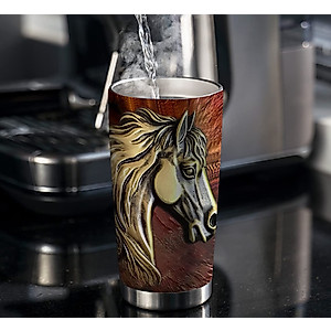 20oz Metal Horse Tumbler, Life is Better with a Horse, Country, Equestrian Gifts for Horses Lovers, Coffee Thermos, Stainless Steel Double Wall Vacuum Insulated Coffee Mug, Travel Cup with Lid