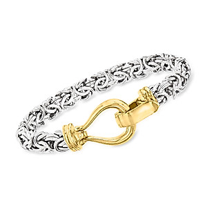 Ross-Simons Two-Tone Sterling Silver Byzantine Bracelet. 7 inches