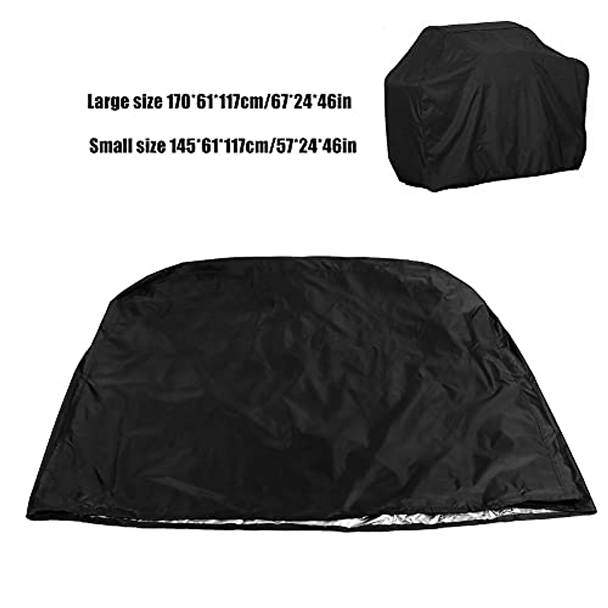 Barbecue Grill Cover Outdoor Waterproof Sunproof dustproof Garden Terrace Grill Protection Cover Sunproof dustproof Color Outside is Black, Inside is Silver (大号)