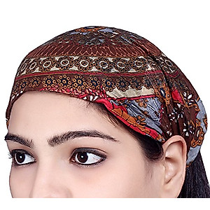 SARJANA HANDICRAFTS Lot 10 Pieces Womens Mens Silk Headband Printed Hairband Bandana Wrap Band (Multicolored (Assorted))