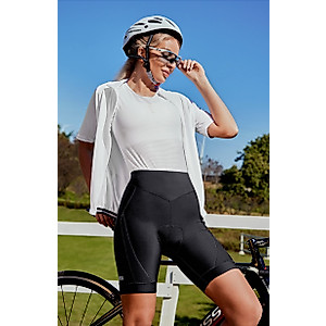 Heathyoga Womens 4D Padded Bike Shorts with Pockets Padding Cycling Shorts Women Bicycle Shorts Biker Biking Shorts Black