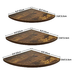 WIFTREY Wall Mount Floating Corner Shelves Set of 3, Hanging Rustic Wall Storage Corner Shelf for Bedroom, Living Room, Bathroom, Kitchen