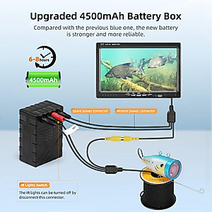 Eyoyo Underwater Fishing Camera 7 inch LCD Monitor Fish Finder Waterproof 1000TVL Fishing Camera 12pcs Infrared Lights for Lake, Boat, Ice Fishing